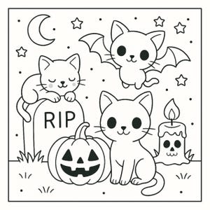 10 Printable Pages, Spooky Cutie Page, Relaxation Coloring Book ...