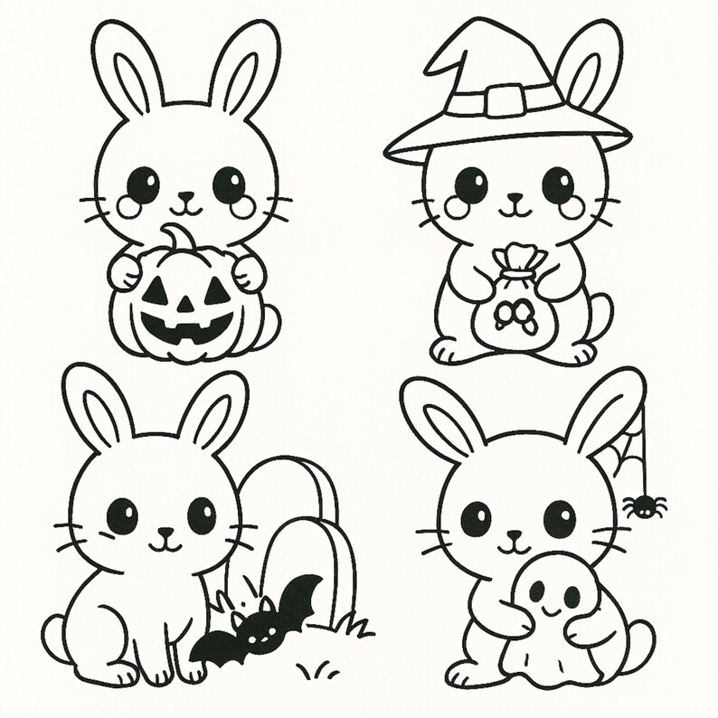 10 Printable Pages, Spooky Cutie Page, Relaxation Coloring Book ...