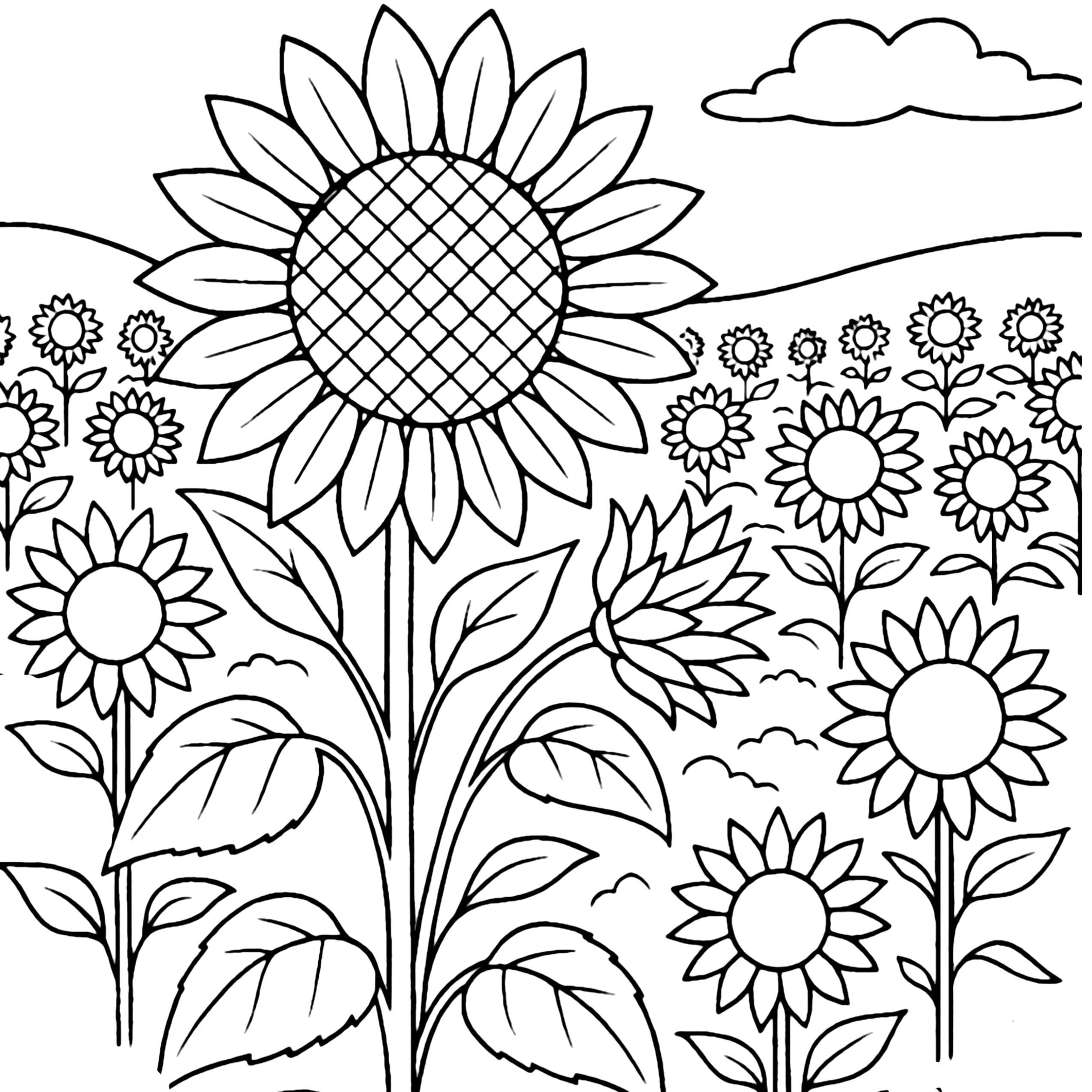 10 Printable Pages, Sunflowers Coloring Page, Flowers Relaxation ...