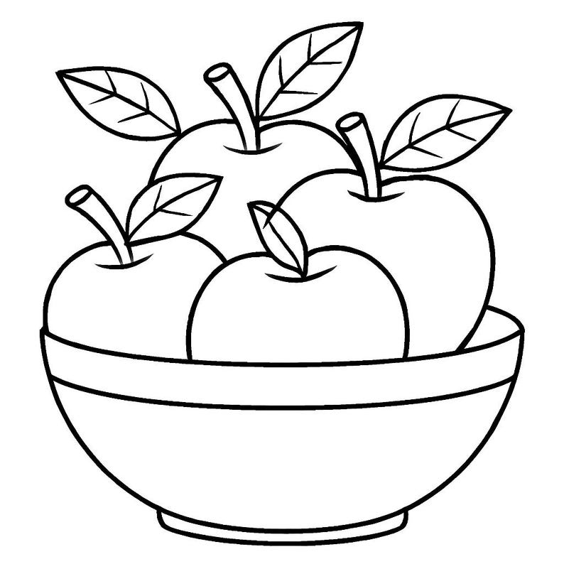 10 Printable Pages, Apple Coloring Page, Food and Drink Relaxation ...