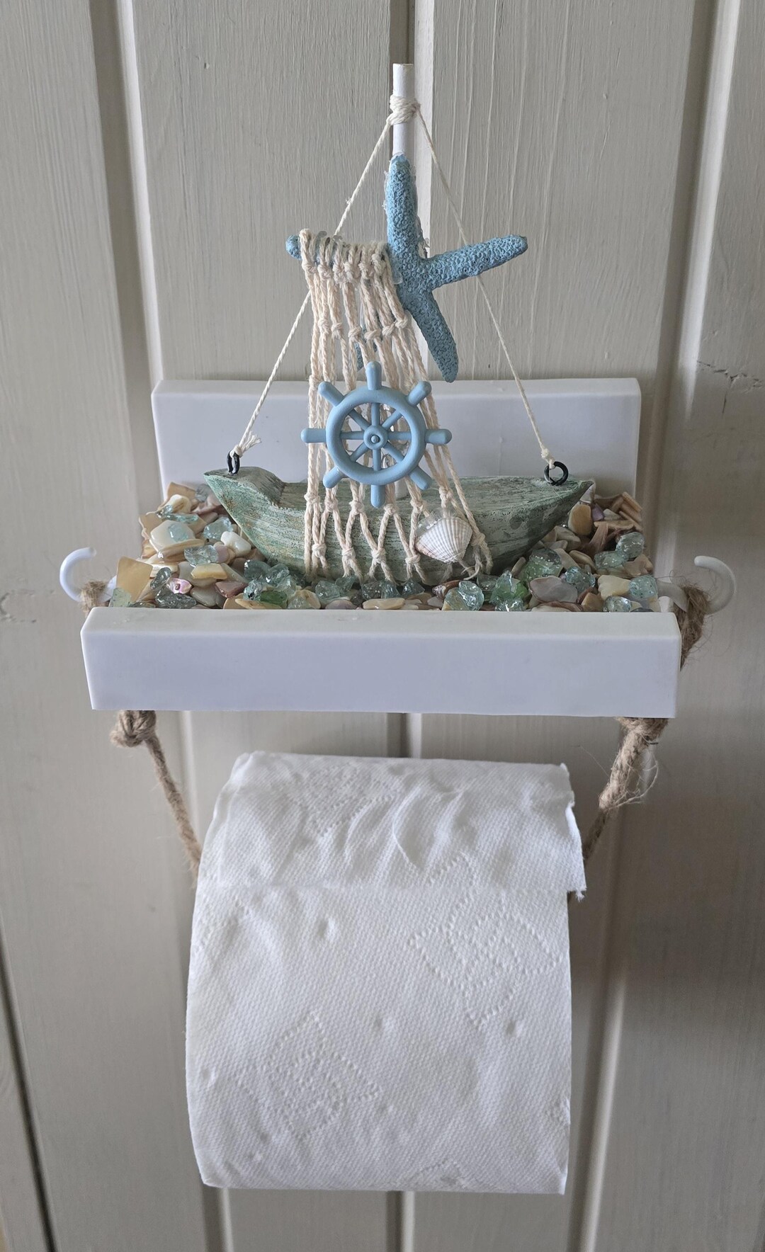 Seashell Toilet Paper Holder: Handmade Nautical Coastal Bathroom Decor ...