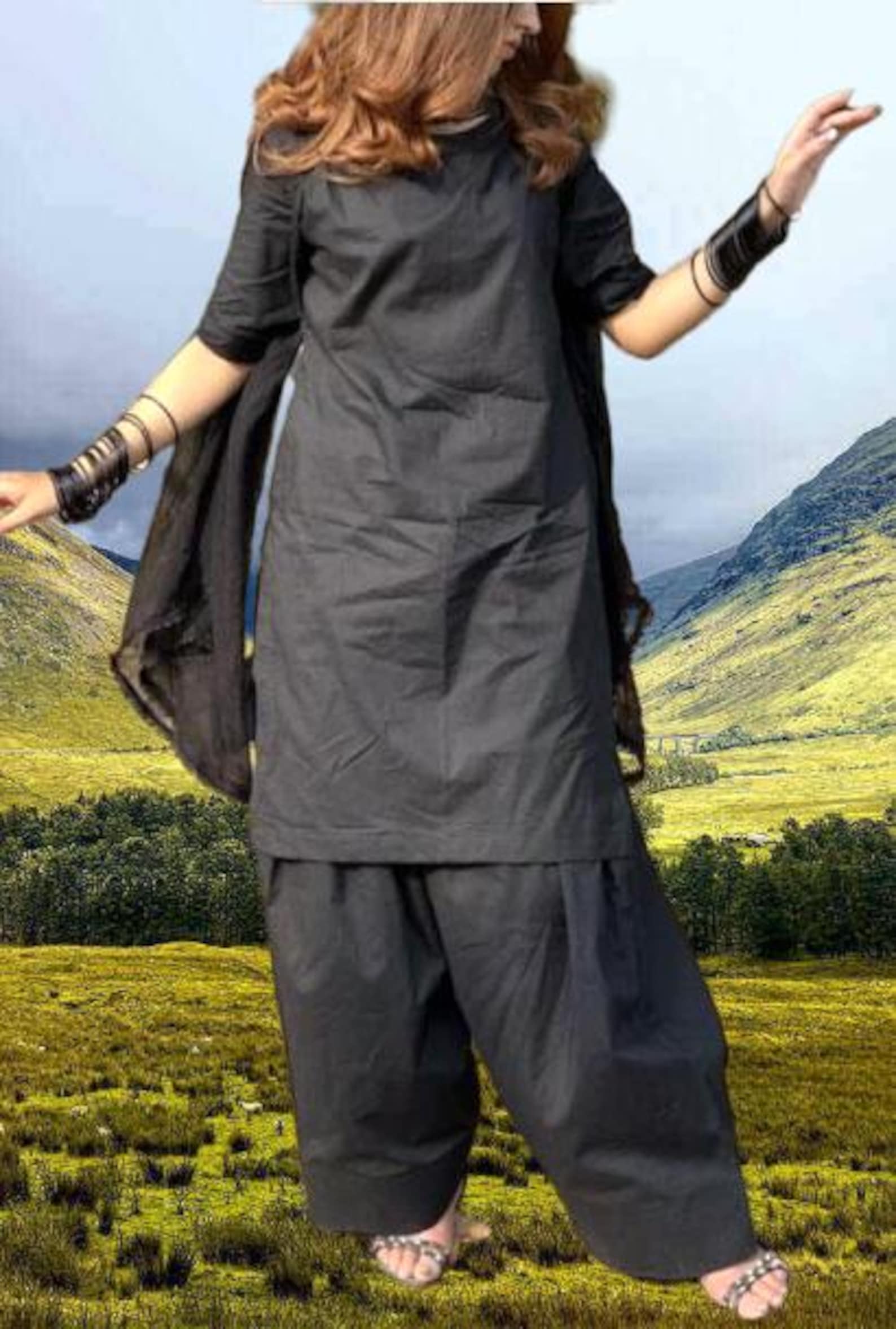 Lawn Cotton Farshi Shalwar Kameez: Pakistani Indian 3-piece Suit ...