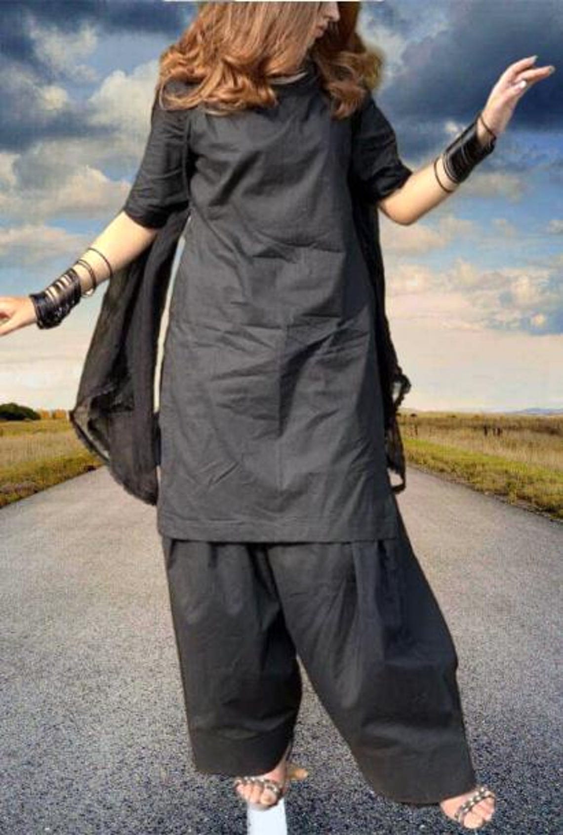 Lawn Cotton Farshi Shalwar Kameez: Pakistani Indian 3-piece Suit ...