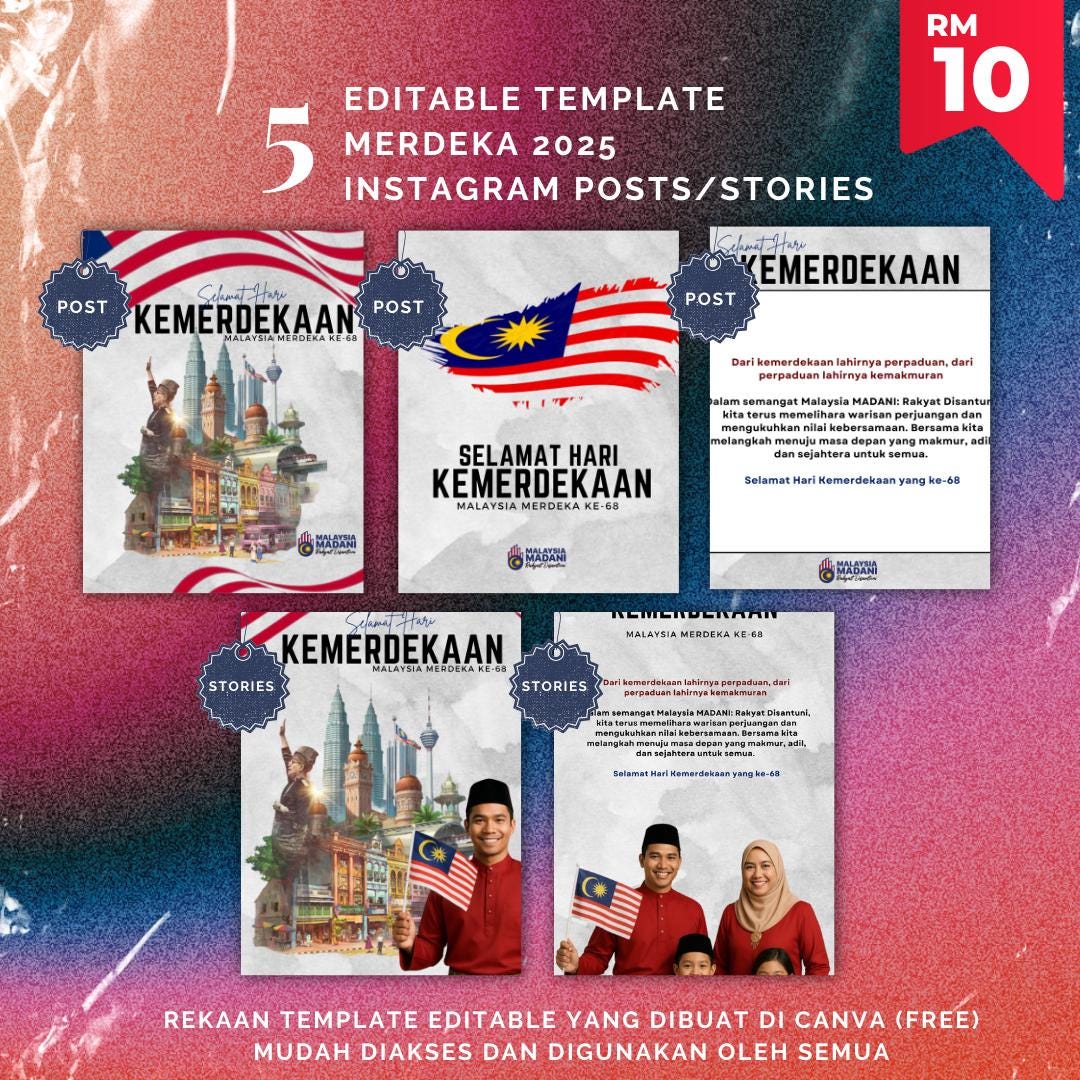 Editable Template for Merdeka 2025 – Instagram Posts & Stories - Etsy