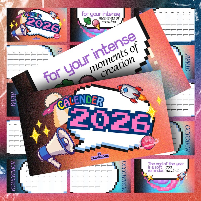 Bright & Playful Pixel Art 2026 Calendar – Fun Vibrant Design (1920× ...