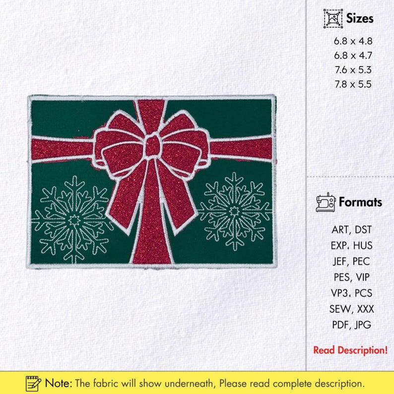 Christmas Present Mugrug Machine Embroidery Design Glitter Christmas ...