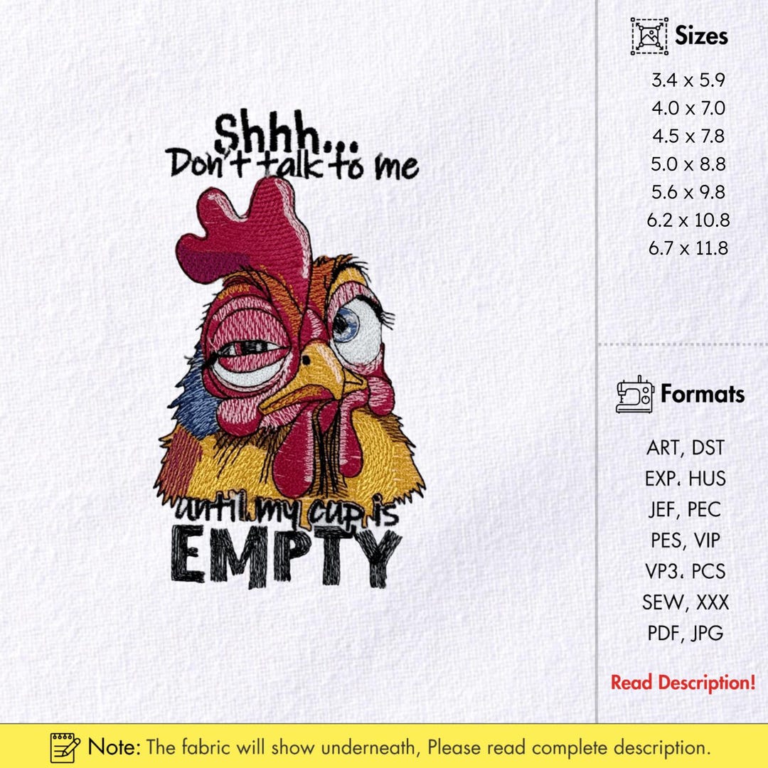 Funny Rooster Saying Machine Embroidery Design Chicken Quote Farm ...