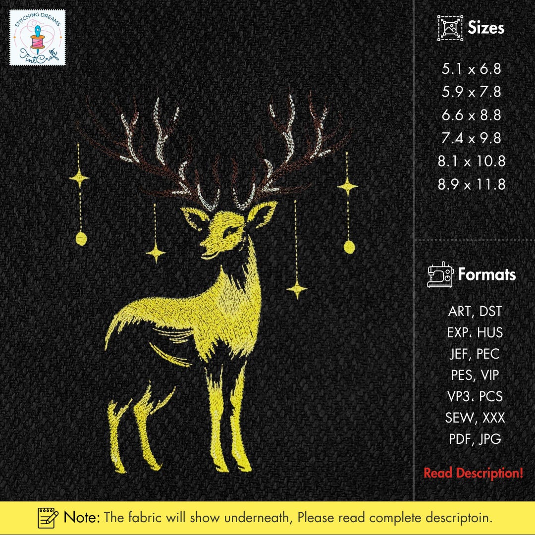 Christmas Stag Machine Embroidery Design Reindeer Deer Embroidery ...