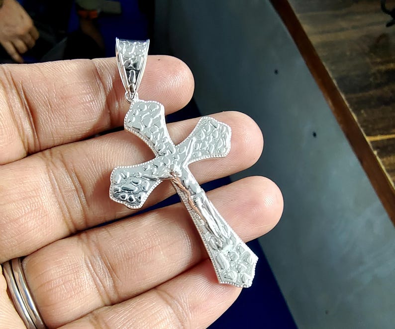 Hip Hop Cross Pendant 14K White Gold Finish 925 Sterling Silver - Etsy