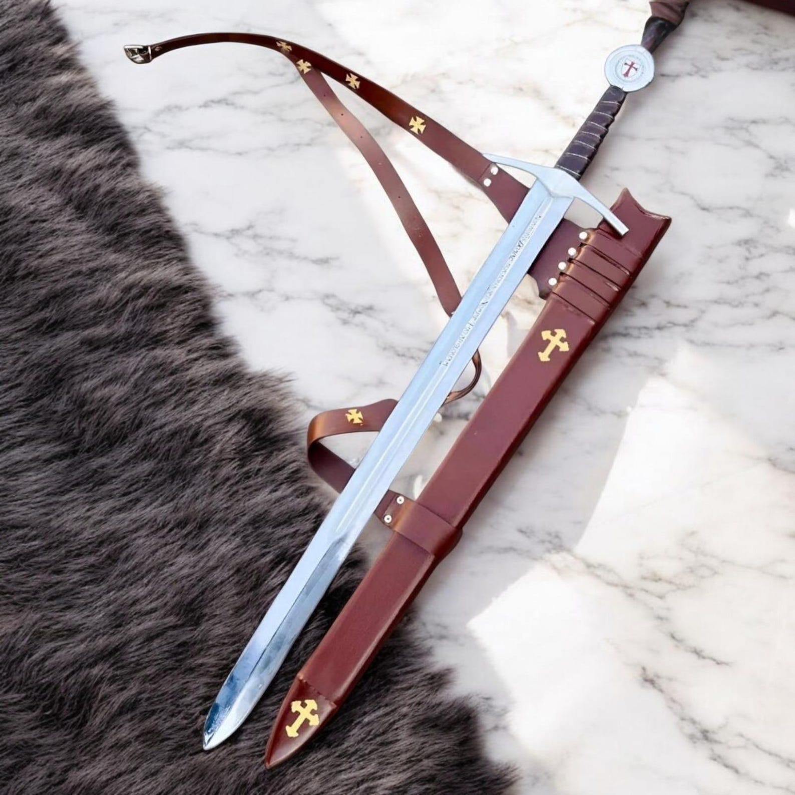 Handmade Accolade Knights Templar Sword – High Carbon Steel ...