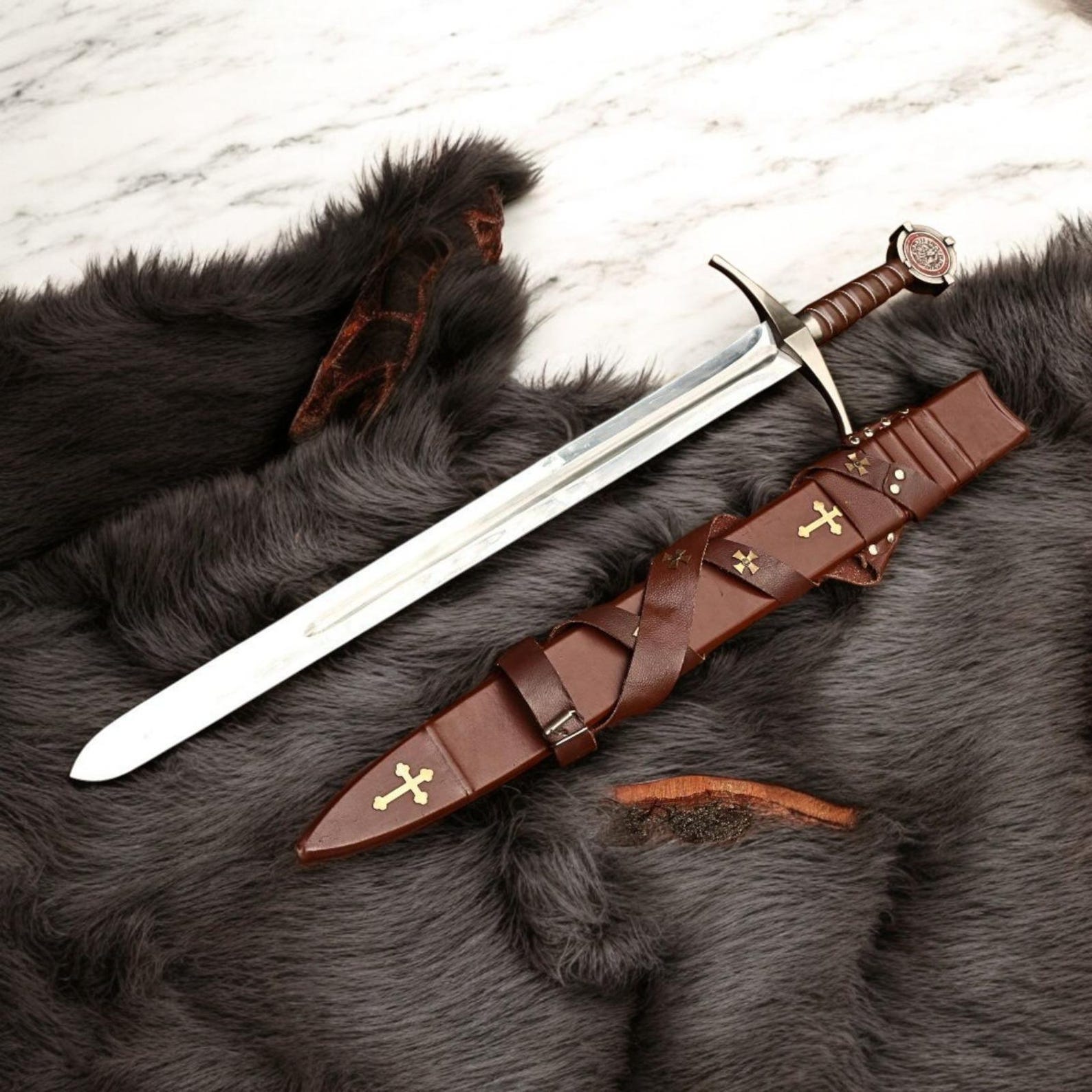 Handmade Accolade Knights Templar Sword – High Carbon Steel ...