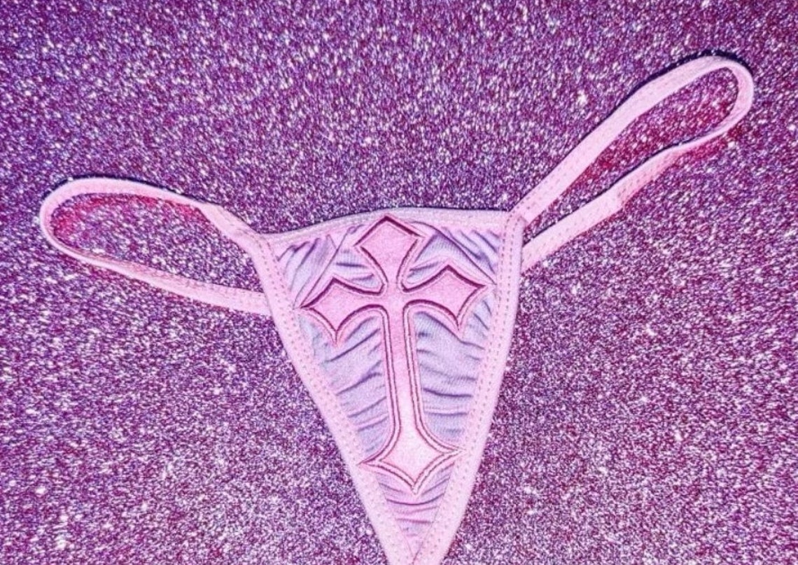 Pink Cross Thong Panties Bow Aesthetic Panties Y2k Panties Etsy