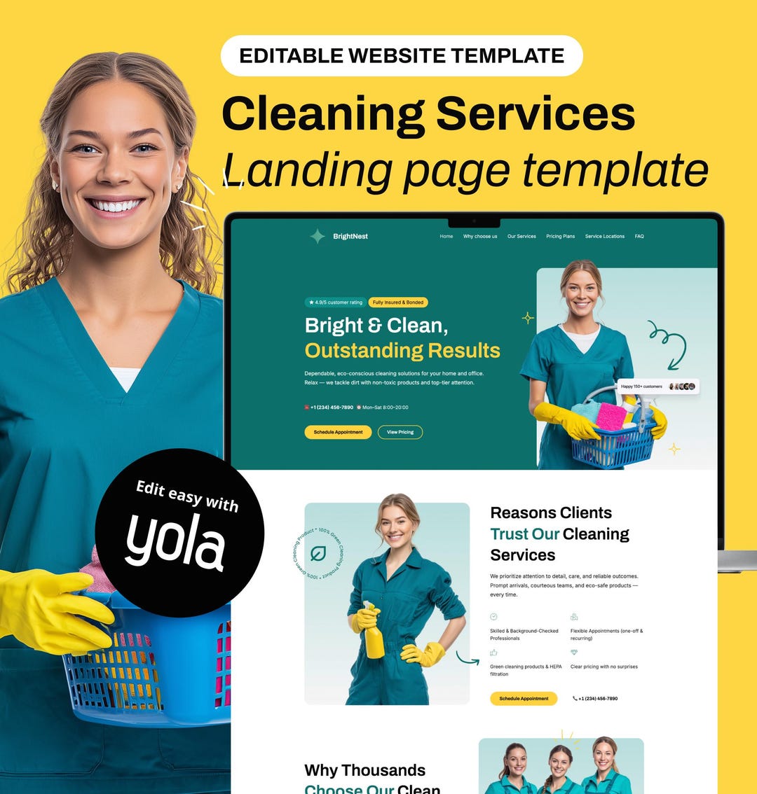 Cleaning Business Website Template | Editable Maid & Housekeeping ...
