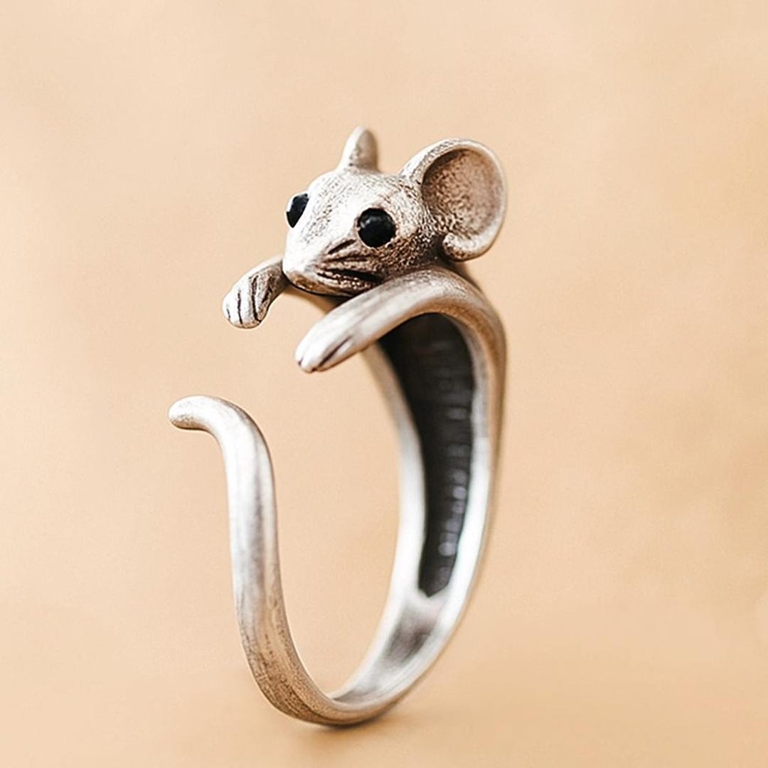 Adjustable Mouse Wrap Ring: Antique Silver Animal Jewelry - Etsy