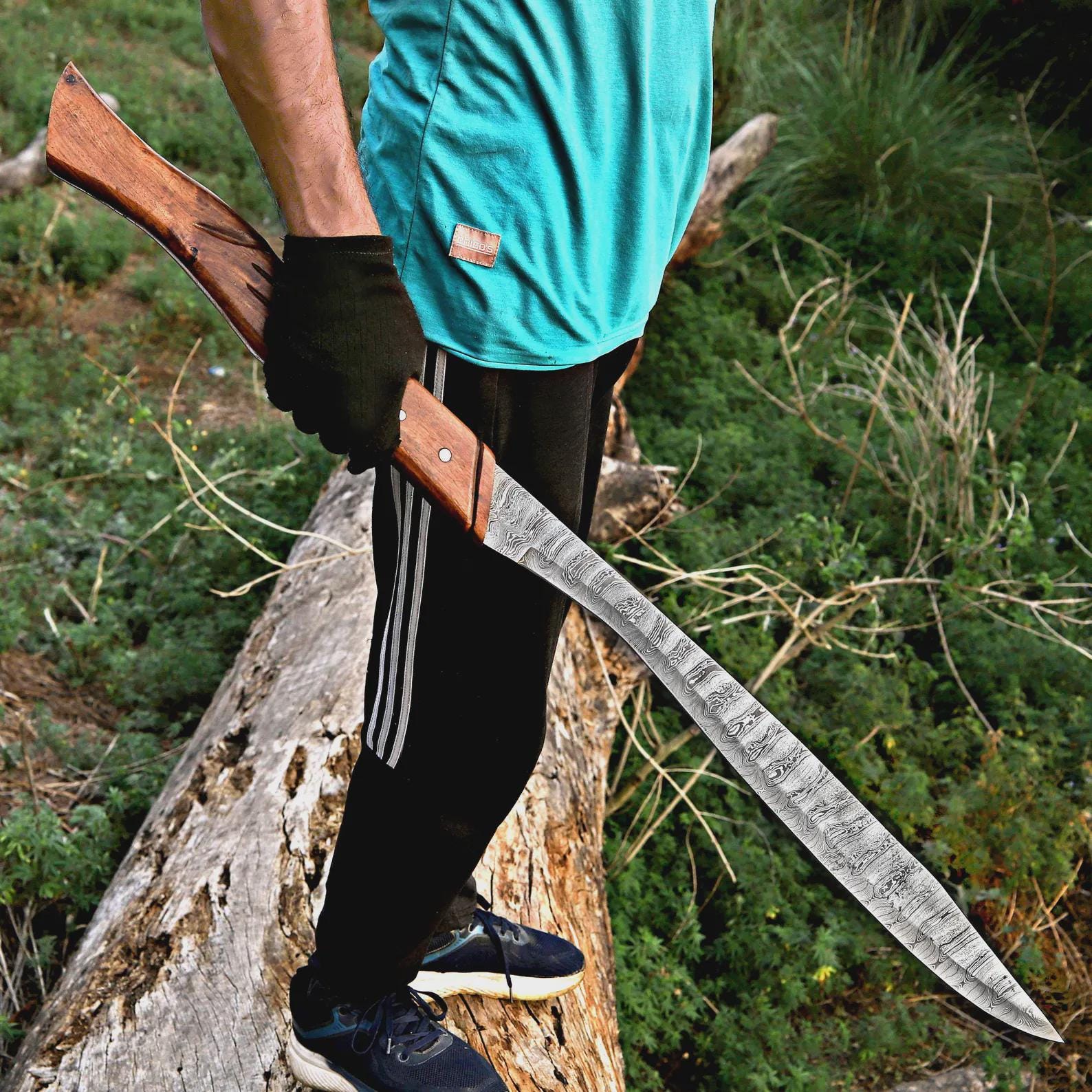 Hand-forged Damascus Steel Sword: Rustic Collector's Blade - Etsy