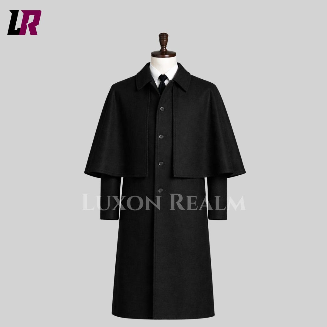 Men’s Gothic Inverness Cape Coat | Victorian Edwardian Cloak Overcoat ...