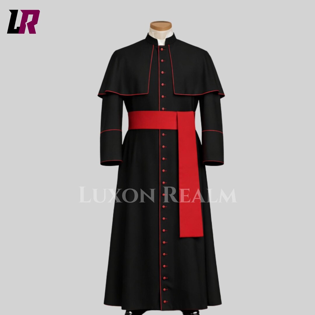 Catholic Cassock With Red Trim | Priest Clergy Robe | Roman Church ...