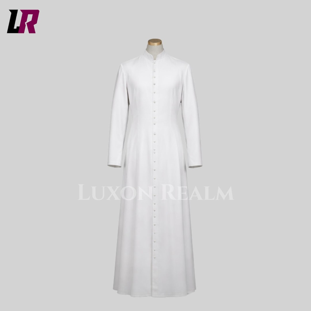 Pure White Catholic Cassock for Priest | Roman Clergy Robe | Church ...
