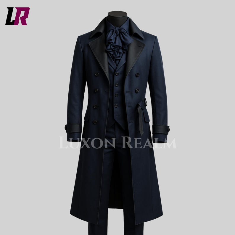 Victorian Men’s Coat Navy | Blue Gothic Long Tailcoat | Steampunk ...
