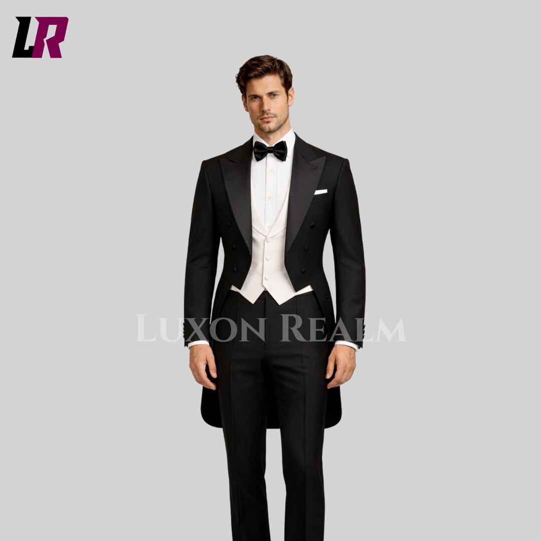 Men’s Black Evening Tailcoat Suit | Luxury Handmade Dress Tails Suit ...
