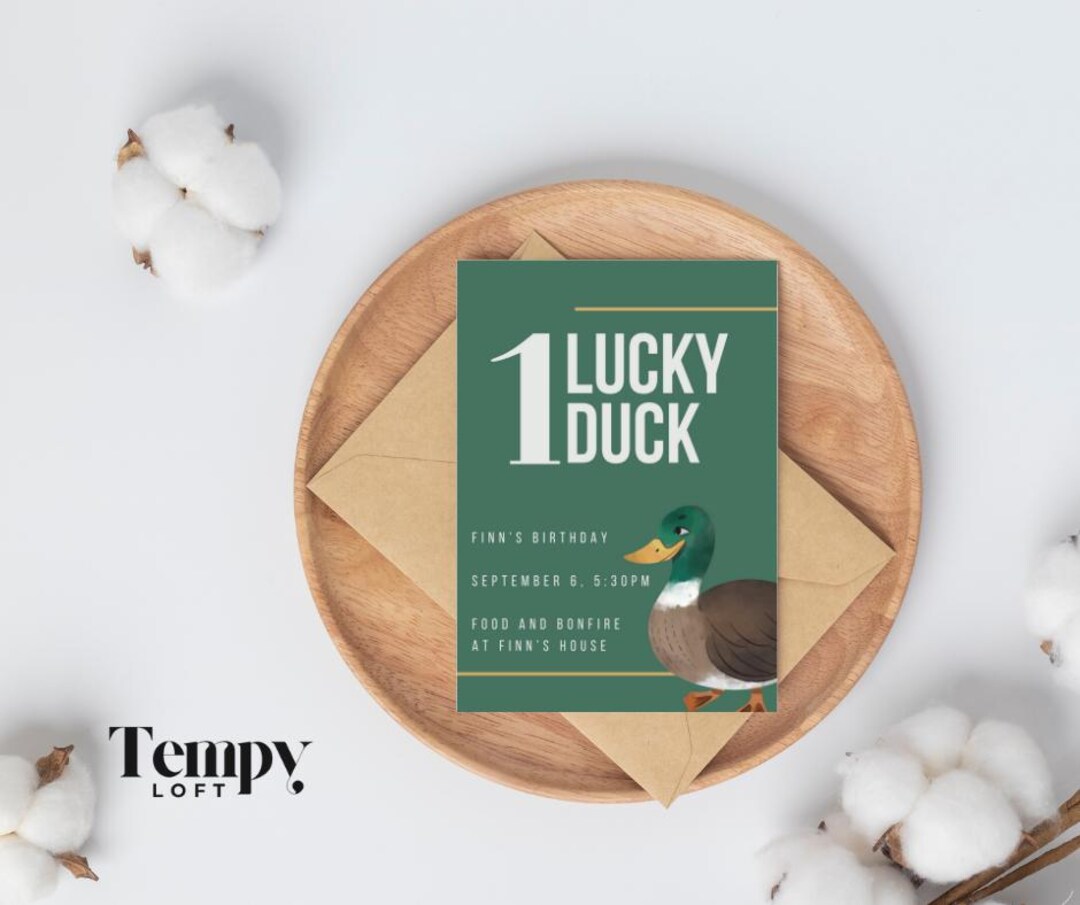 Editable Lucky Duck Birthday Invitation Canva Template | 5x7 Printable ...