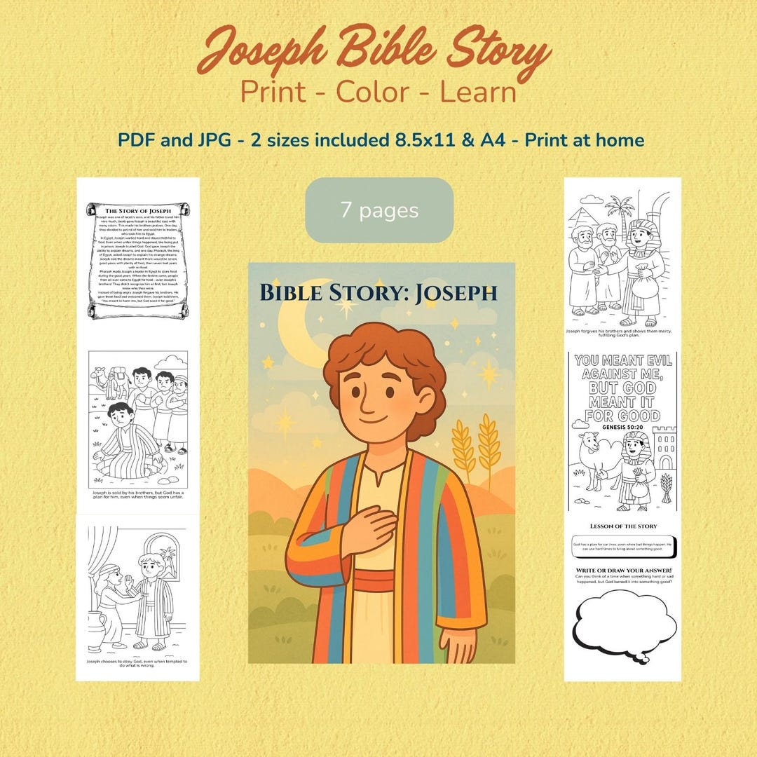 Joseph Bible Story Coloring Pages: Christian Sunday School Printable ...