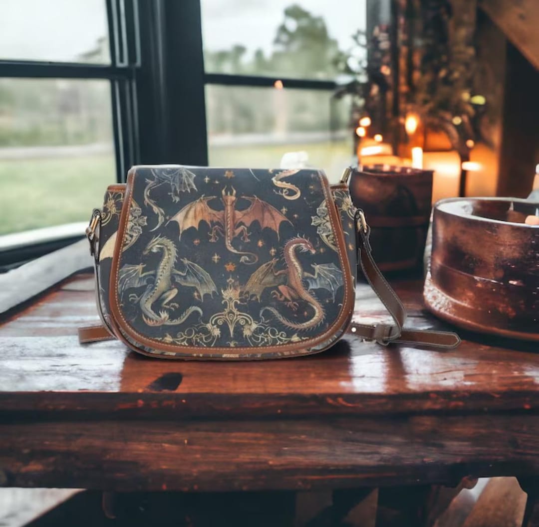 Whimsigoth Witchy Crossbody Bag Dark Cottagecore Satchel With Dragons ...