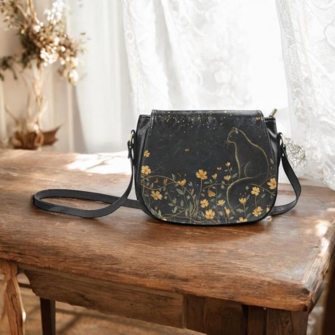 Whimsigoth Witchy Crossbody Bag Dark Cottagecore Satchel With Cat ...