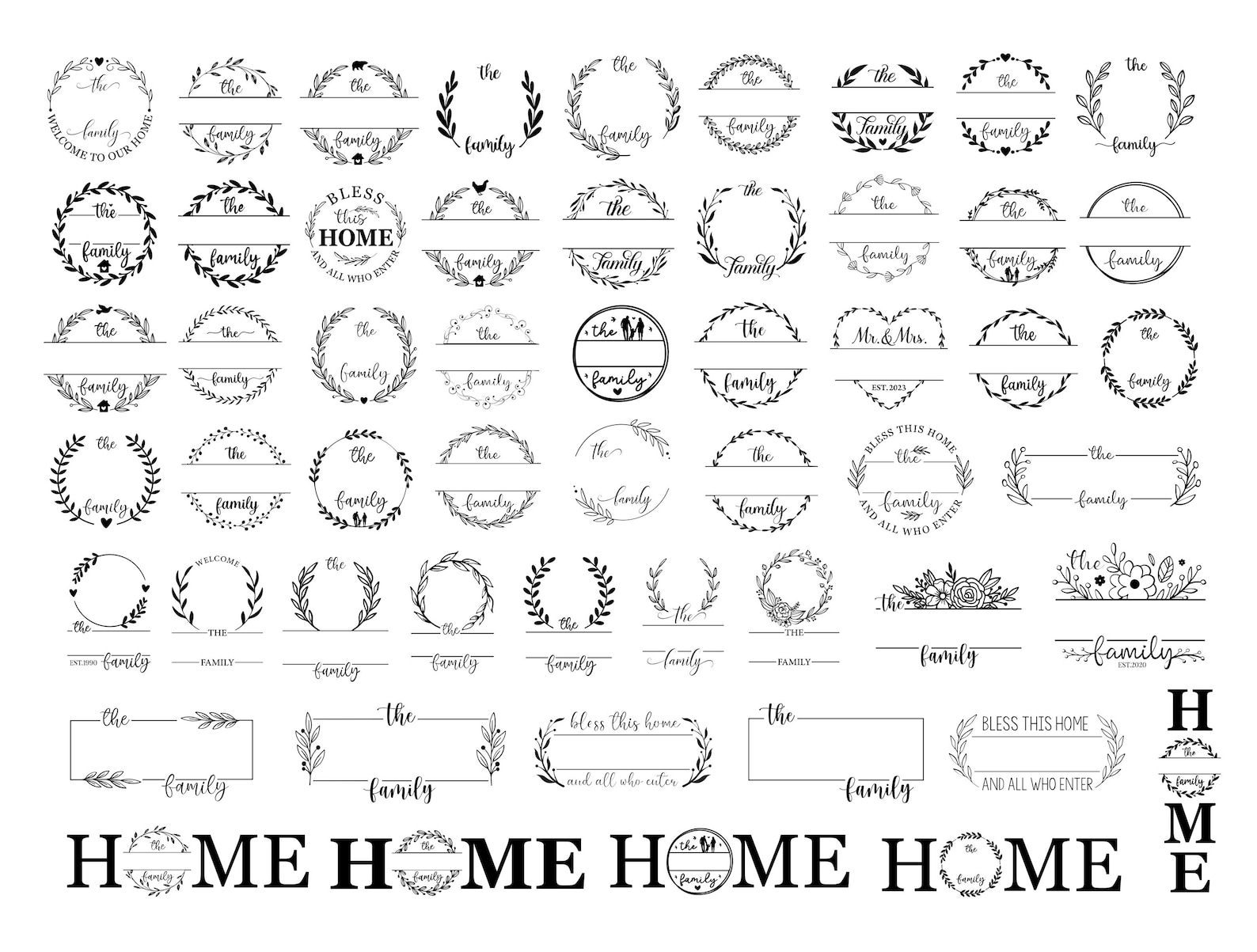 54 Family Monogram Template Bundle SVG PNG EPS - Etsy