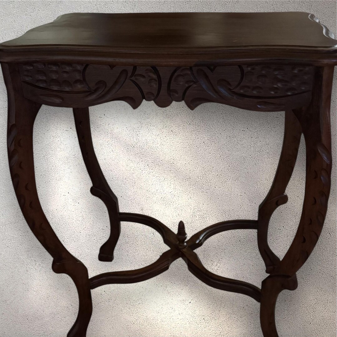 Antique Mahogany Carved Entryway Table. - Etsy