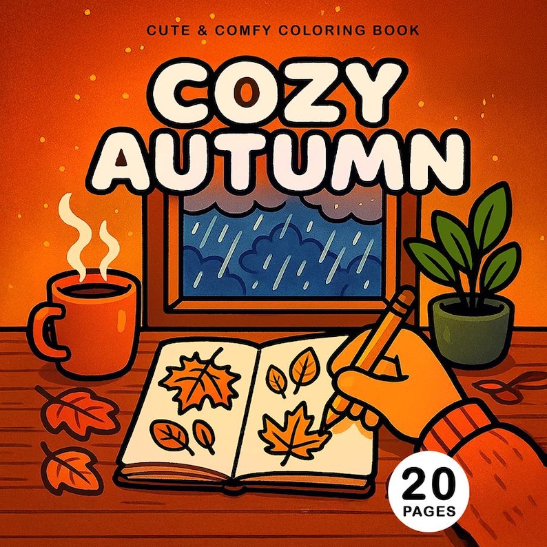 Cozy Autumn Coloring Book PDF Printable Fall Pages for Adults and Kids ...
