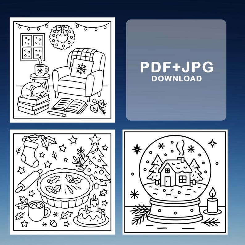 Cozy Christmas Coloring Book Cute Winter Pages Holiday PDF Digital ...