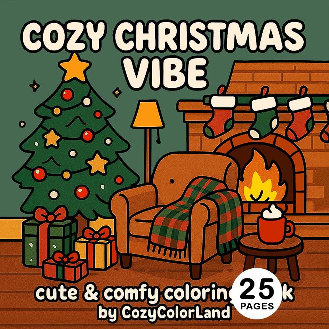 Cozy Christmas Coloring Book Cute Winter Pages Holiday PDF Digital ...