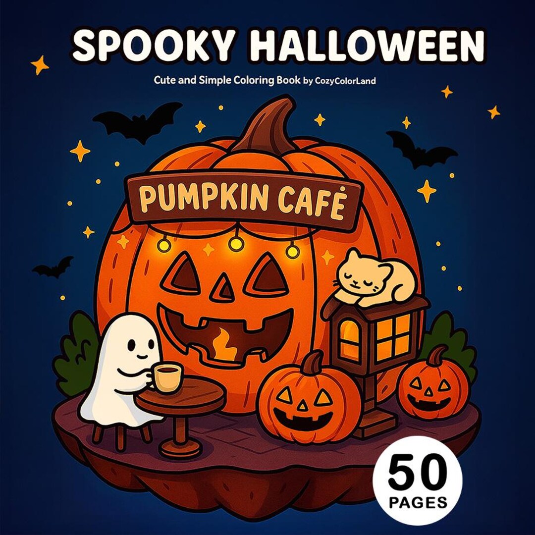 Cozy Halloween Coloring Book Cute Spooky Coloring Pages for Kids Teens ...