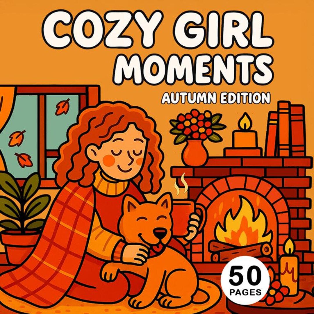 Cozy Girl Coloring Book Cute Aesthetic Fall Coloring Pages for Girls ...