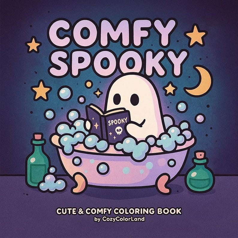 Halloween Coloring Pages Cozy Spooky Cute Ghost Printable Coloring Book ...