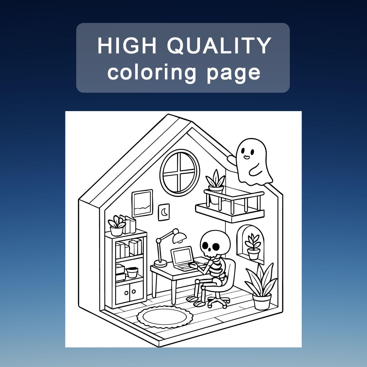 Halloween Coloring Pages Cozy Spooky Cute Ghost Printable Coloring Book ...