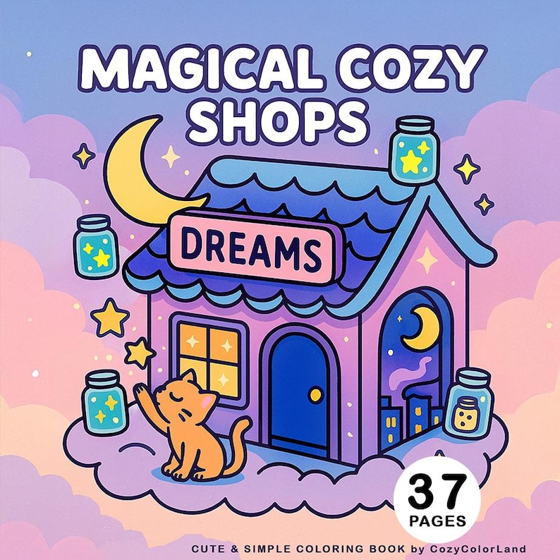 Cute Cozy Coloring Book Magical Shops Fantasy Houses Pages Instant ...