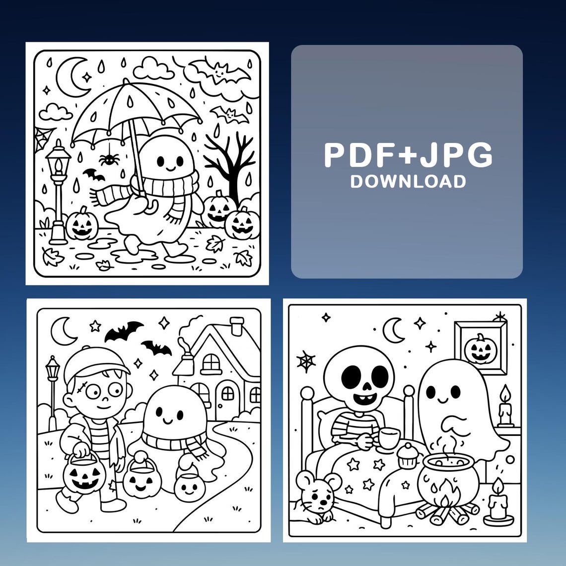 Cozy Halloween Coloring Book Cute Spooky Coloring Pages for Kids Teens ...