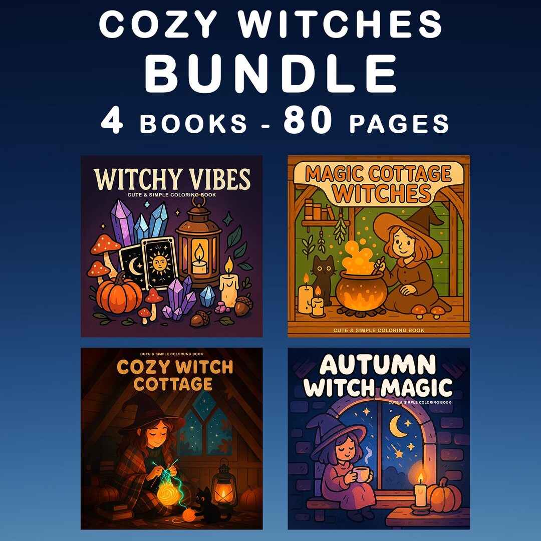 Bundle de livres de coloriage sorcières confortables Halloween à ...