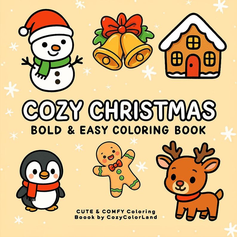 Cozy Christmas Coloring Book Cute Holiday Winter Scenes Festive ...