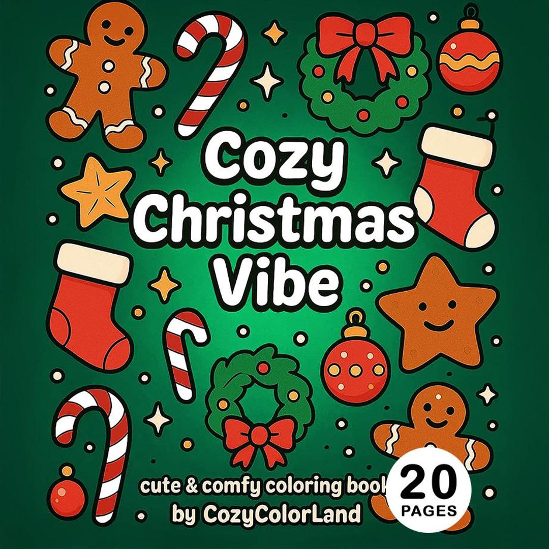 Cozy Christmas Coloring Book Cute Winter Pages Holiday PDF Digital ...