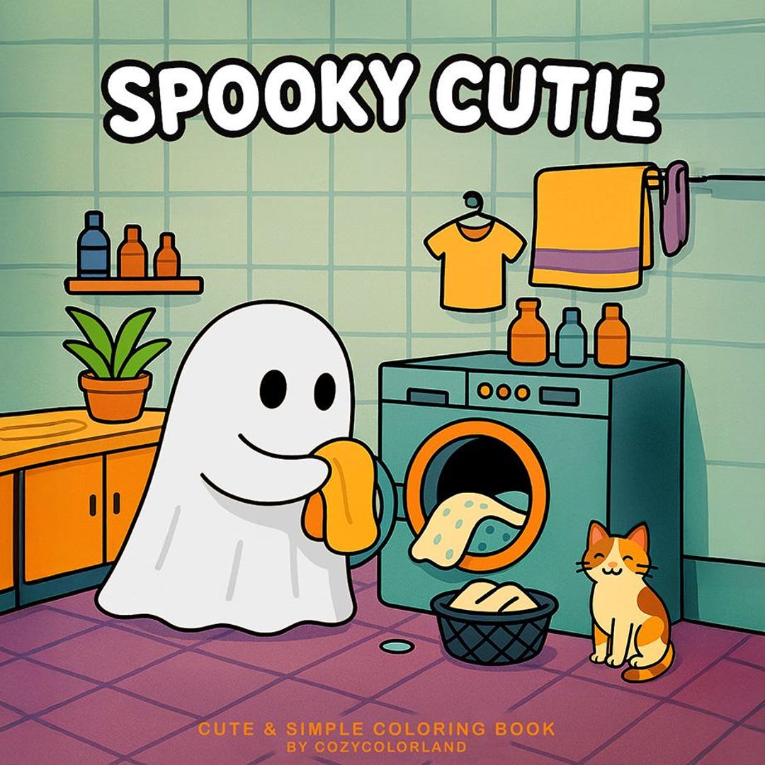 Halloween Coloring Pages Cozy Spooky Cute Ghost Printable Coloring Book ...