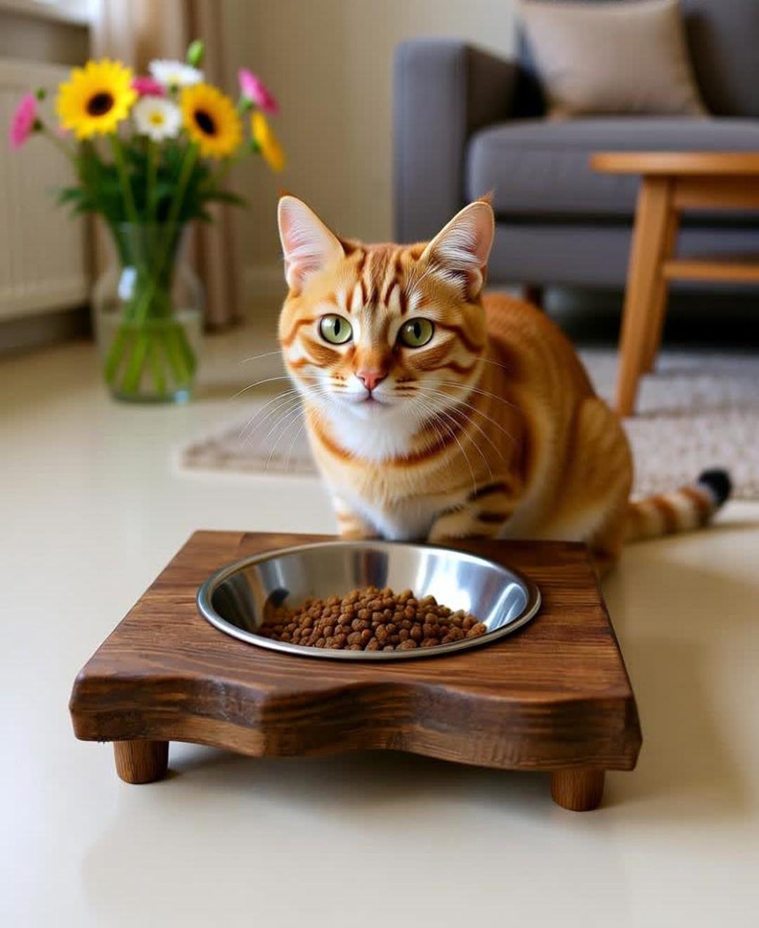 Natural Rustic Wooden Single Cat Dog Food Water Bowl Stand Petshop - Etsy
