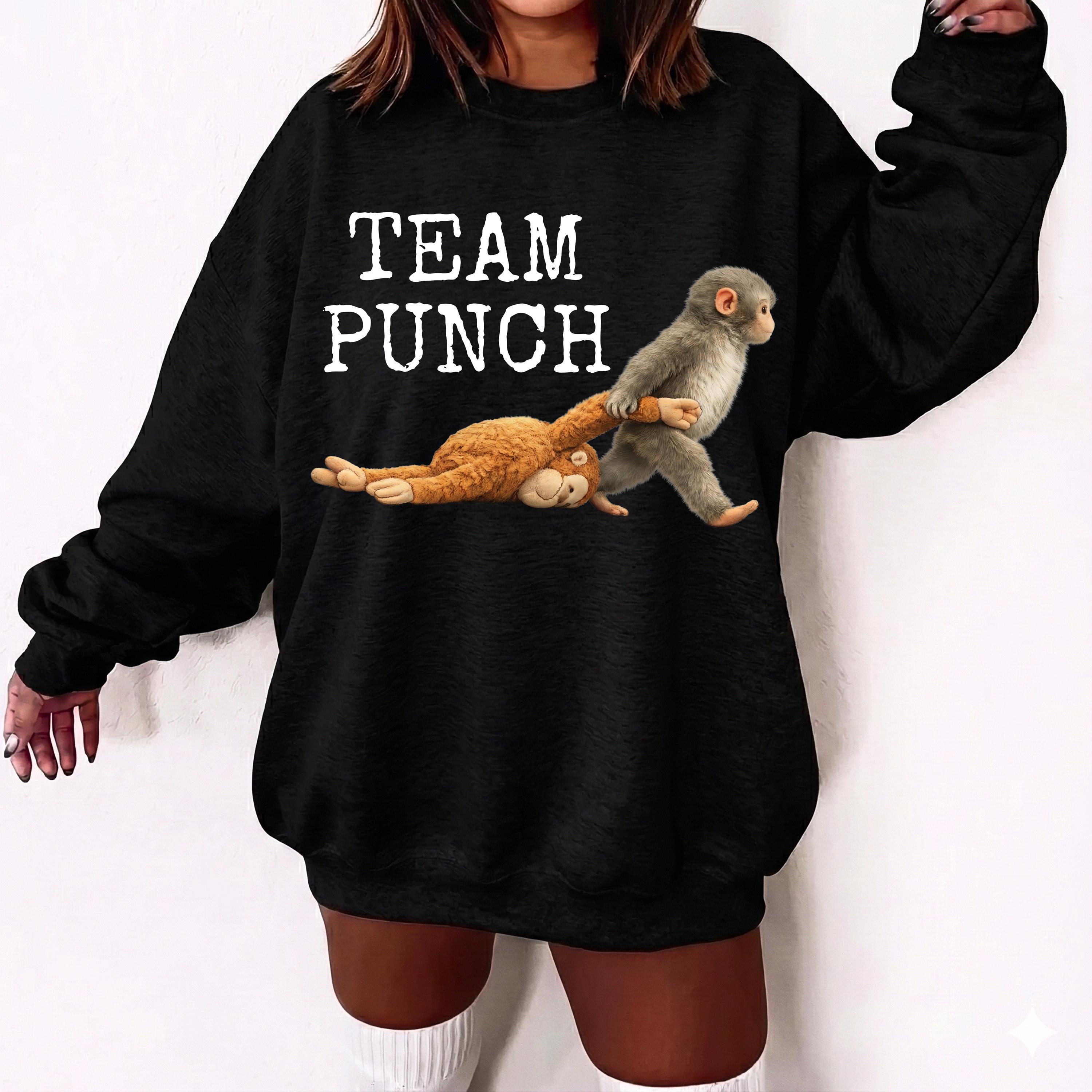 Team Punch Viral Monkey Shirt, Cute Humor Animal Shirt, Baby Monkey ...