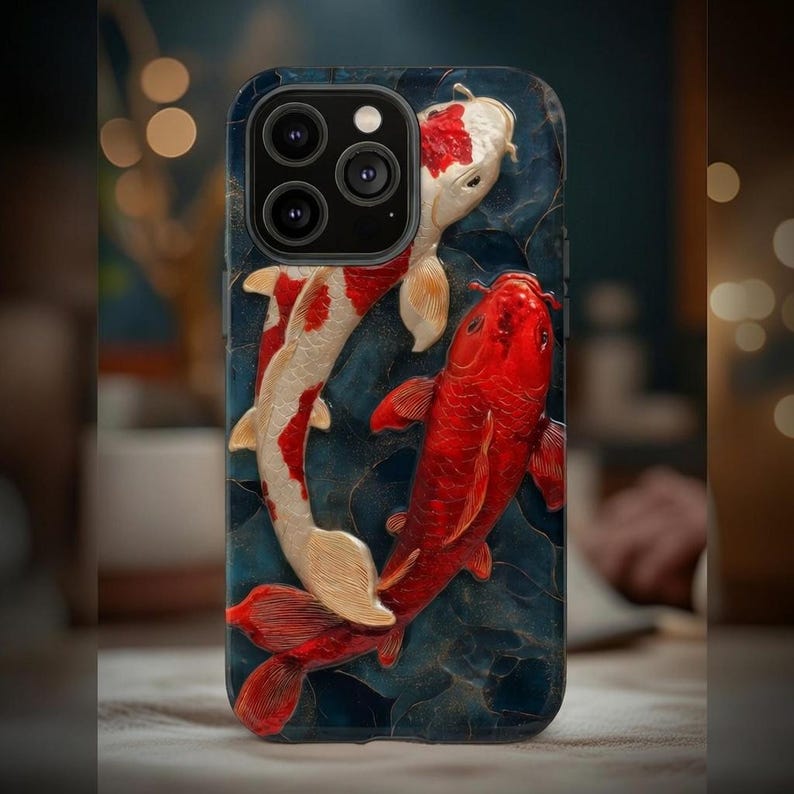 Koi Fish Yin Yang Phone Case Red White Japanese Art Luxury Aesthetic ...