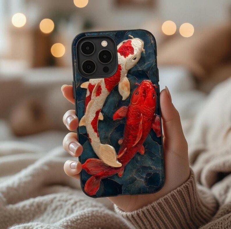 Koi Fish Yin Yang Phone Case Red White Japanese Art Luxury Aesthetic ...