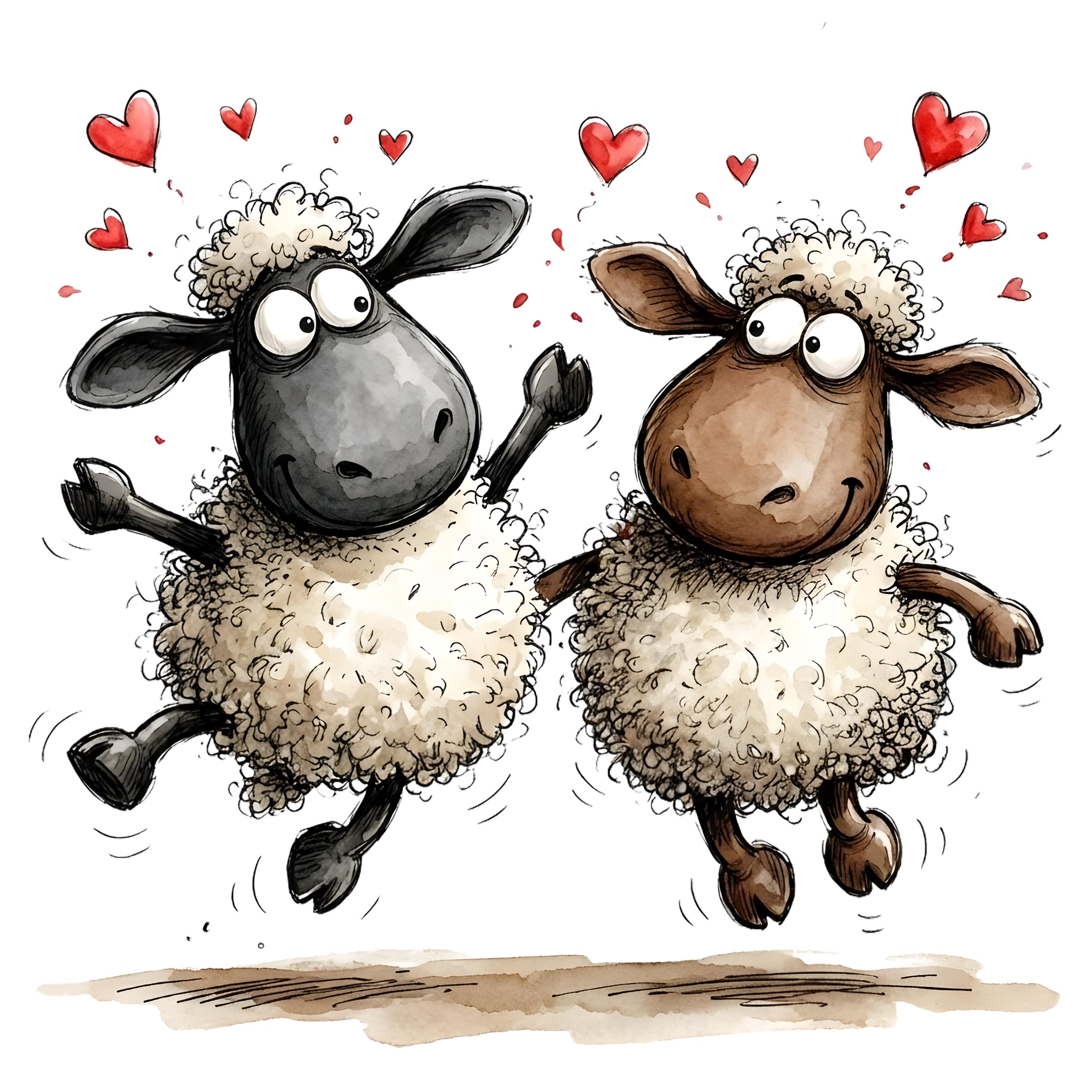 20 PNG Whimsical Valentine Sheep Clipart Bundle, Cute Love Sheep ...