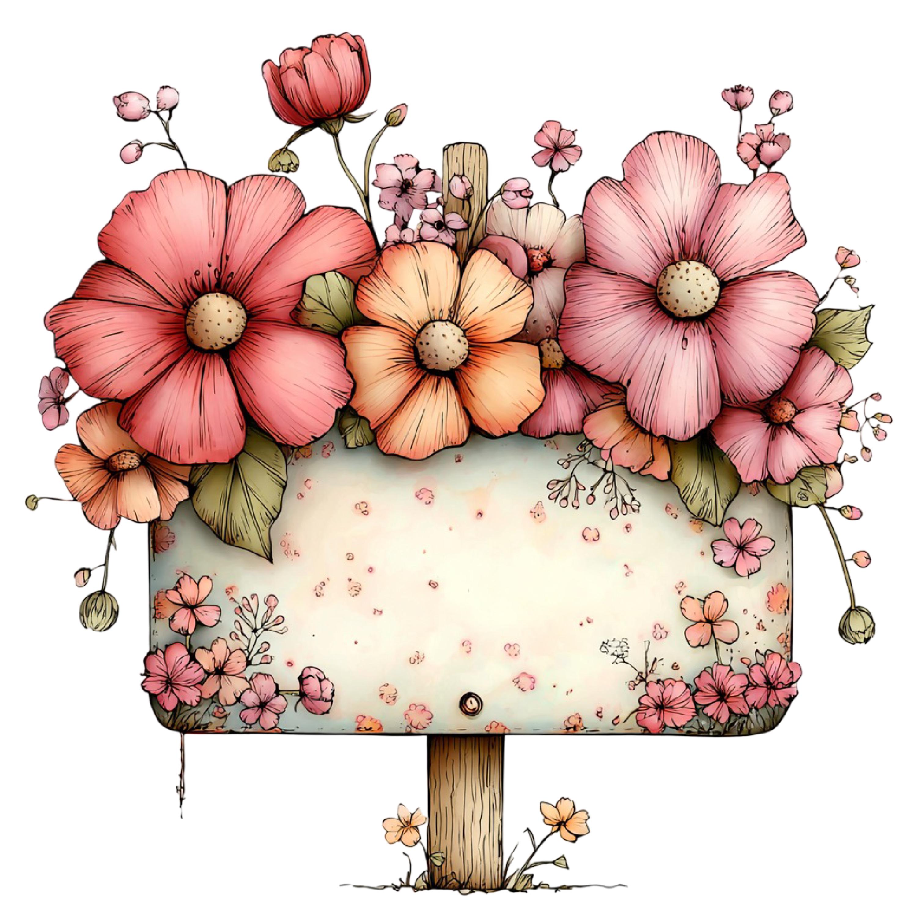 Spring Signpost Clipart Bundle, Floral Wooden Signs, Cottagecore (PNG ...