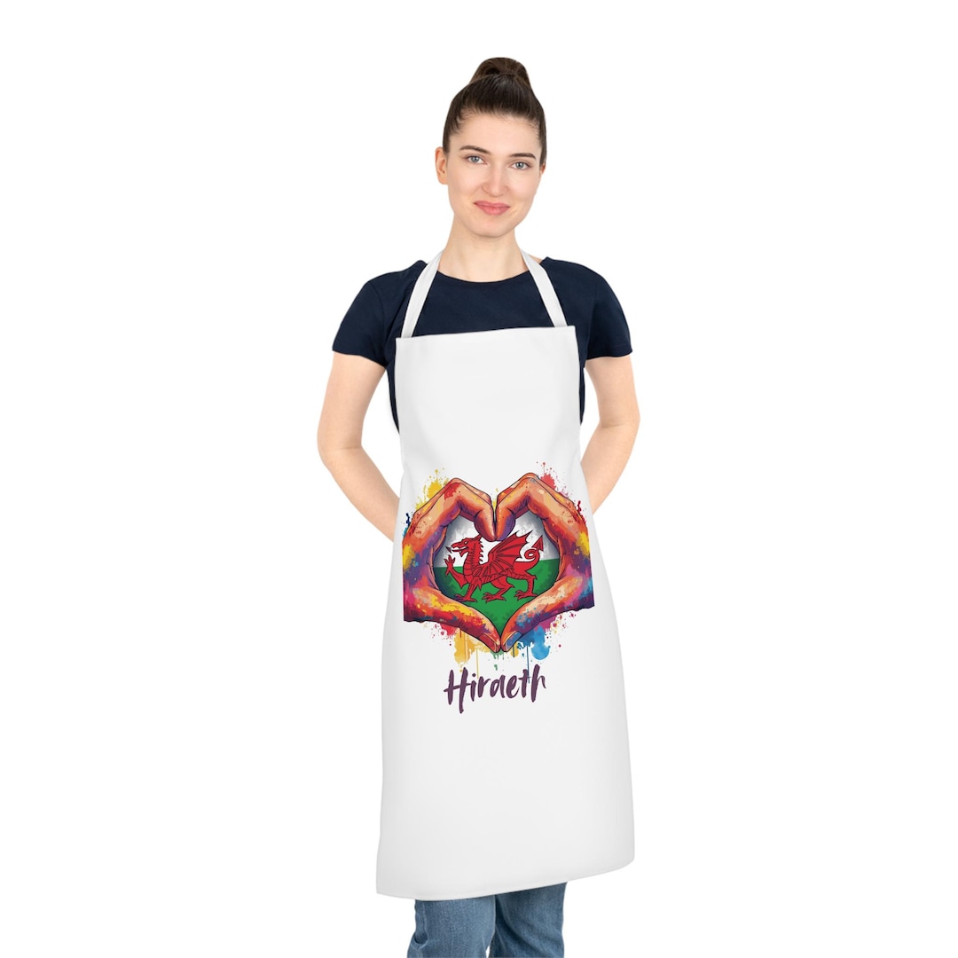 Hiraeth Welsh Heart Hands Apron | Wales Dragon Kitchen Apron - Etsy